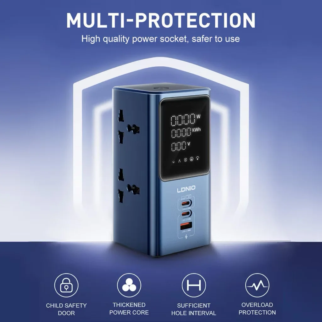 LDNIO SC2 45W PD Desktop Power Strip 2500W 4 Universal Outlets Power ...